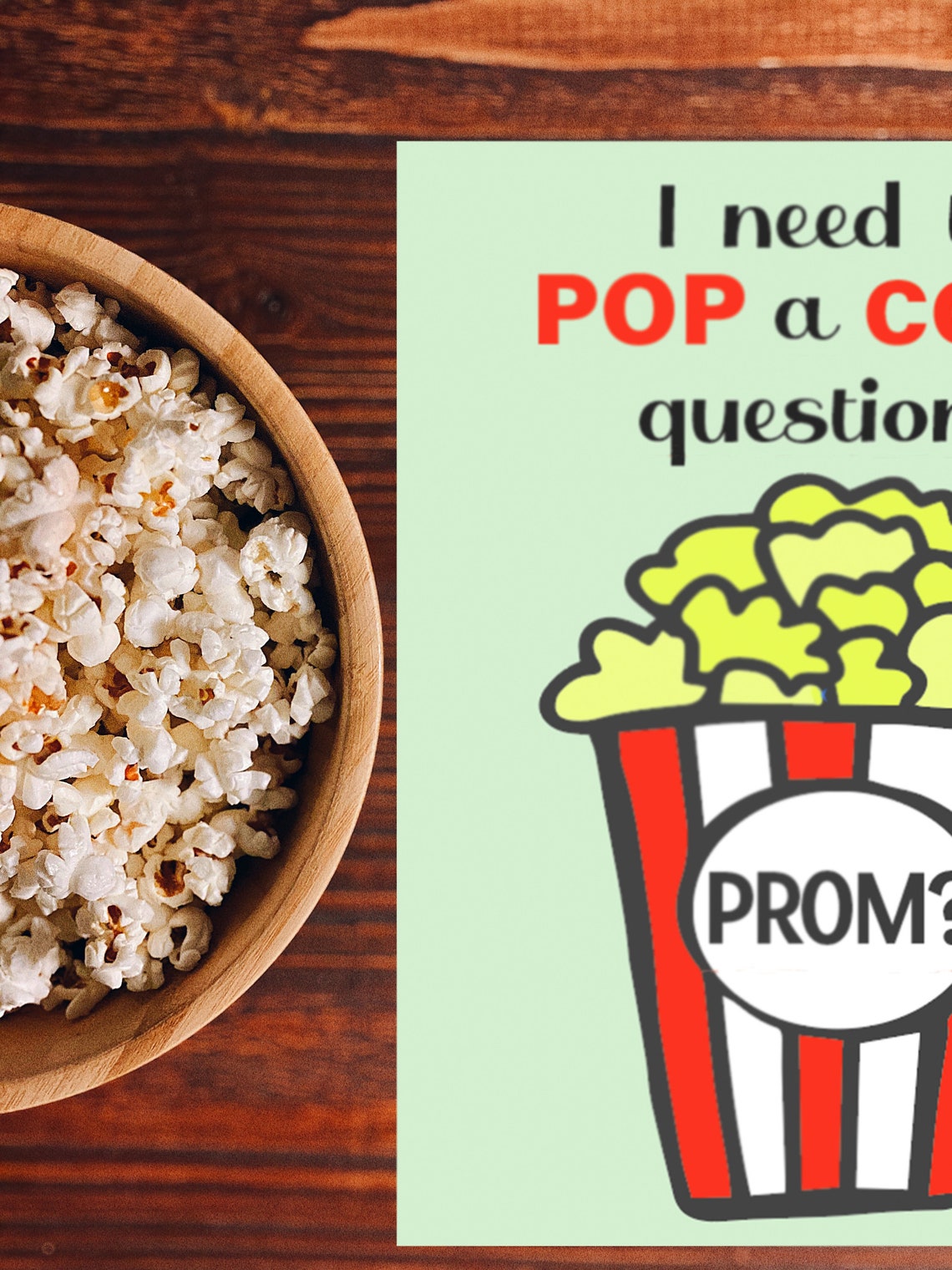 Prom Ask Printable "i Need to Pop a Corny Question, Prom?" INSTANT ...