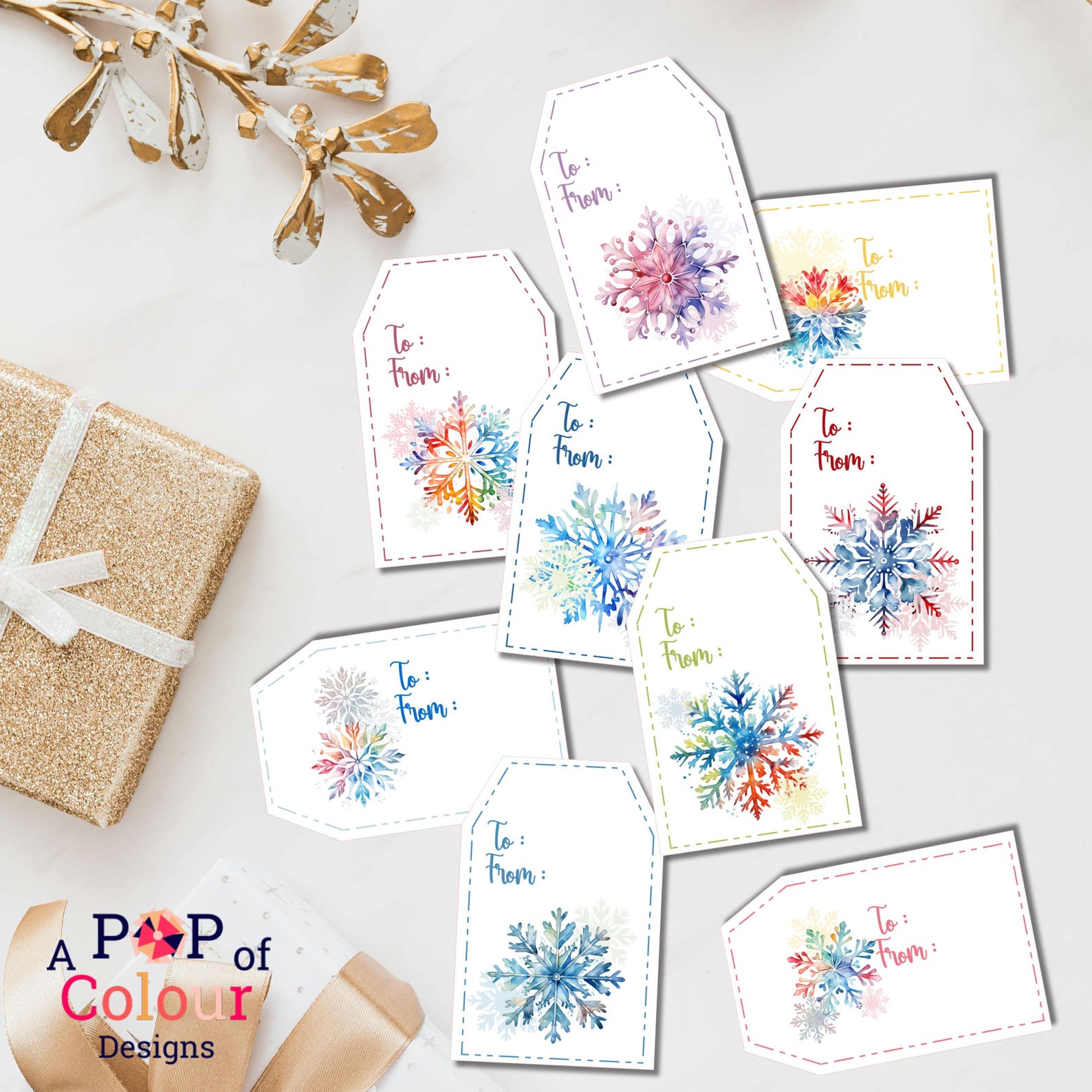 Printable Gift Tags Stickers I "let It Snow" Gift Stickers | Cute ...