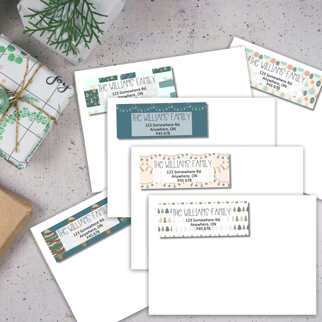 Pretty Christmas Card Address Labels Holiday Return Address Labels ...