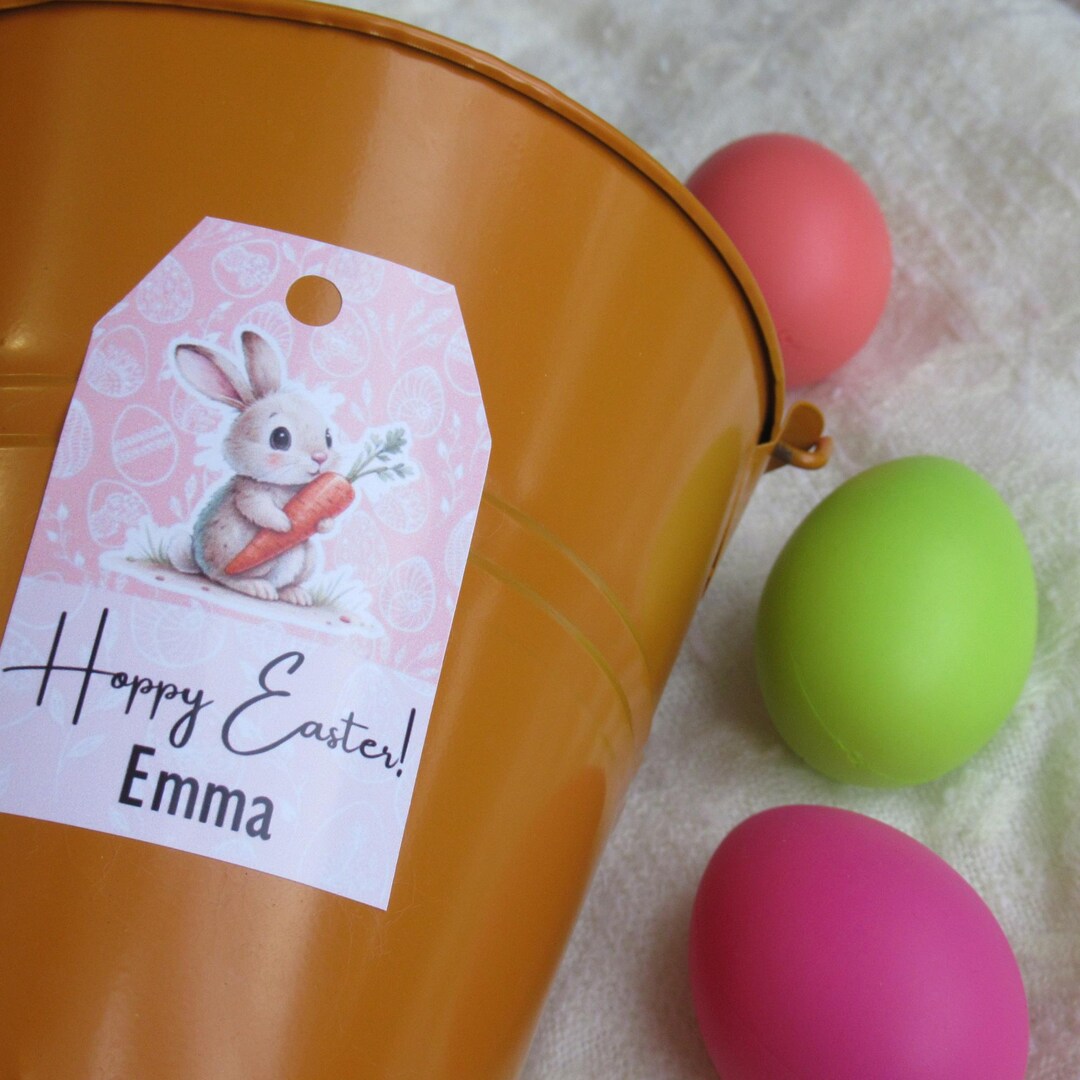 EDITABLE Easter Basket Tags | Easter Canva Template | Hoppy Easter Gift Tag | Easter Printable ...