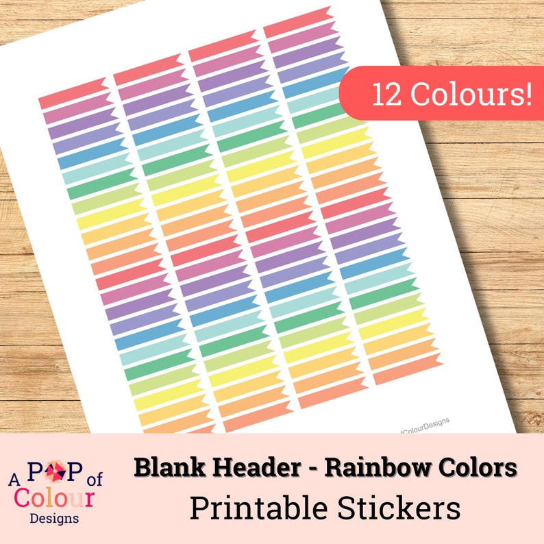 BLANK Header Stickers Printable Planner Stickers - Etsy