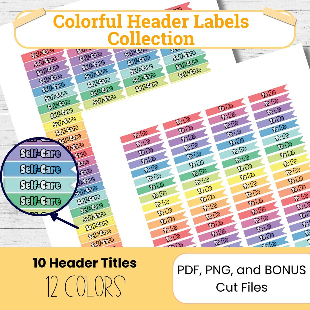 Printable Rainbow Planner Stickers, Colorful Header Labels – to Do ...