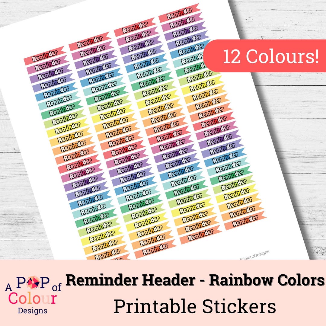 REMINDER Header Stickers | Printable Planner Stickers - Etsy