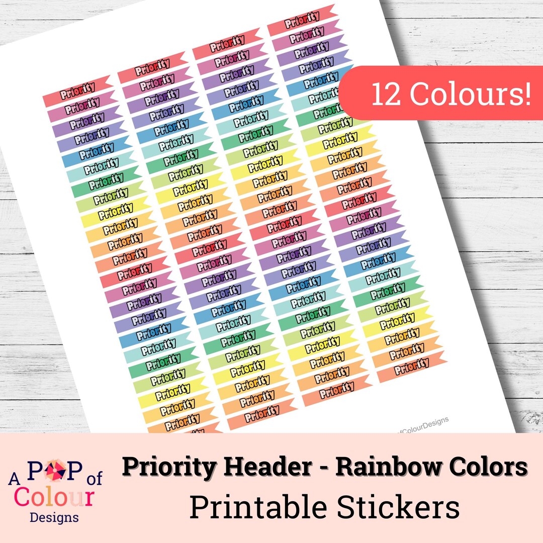 PRIORITY Header Stickers | Printable Planner Stickers - Etsy