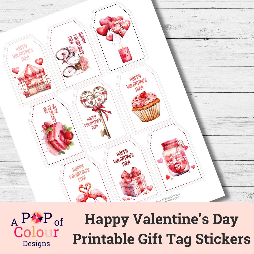 Happy Valentine's Day Tags | Printable Gift Tags | Valentines Printable ...