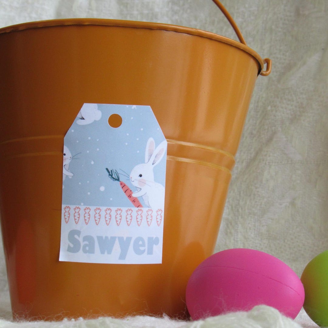 EDITABLE Easter Basket Name Tags | Canva Template | Printable Gift Tags ...