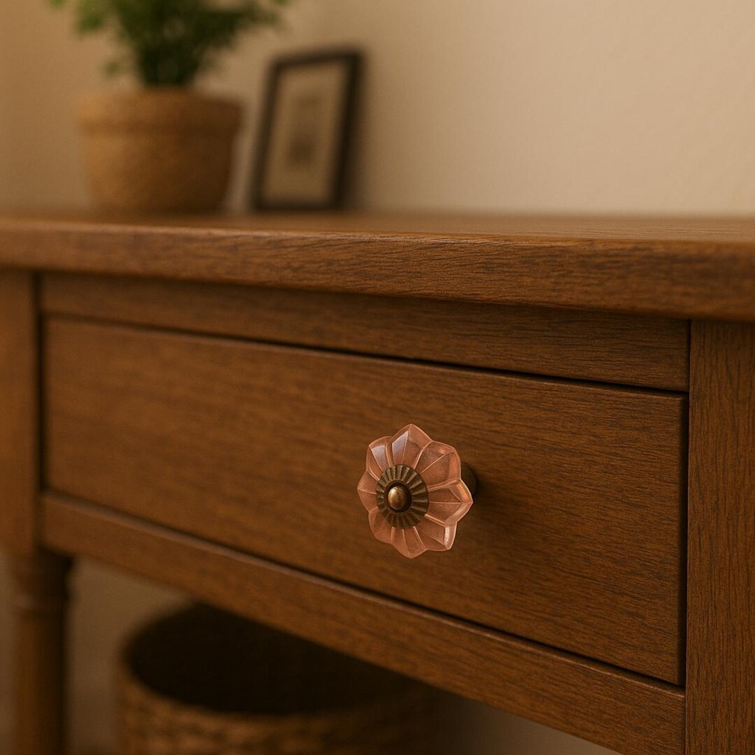 Handmade Clear Brown Glass Drawer 10 Knob With Brushed Nickel Base ...