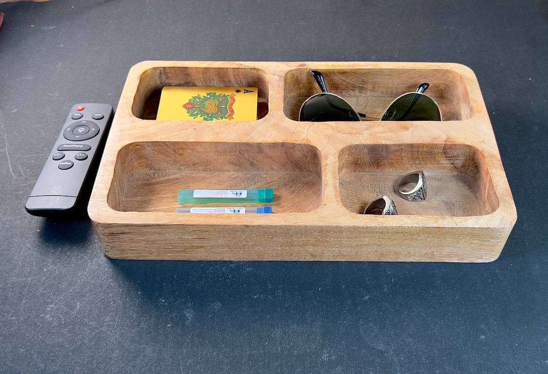 Rustic Wooden Tray for Home Office | Desk Organizer | Desk Setup ...