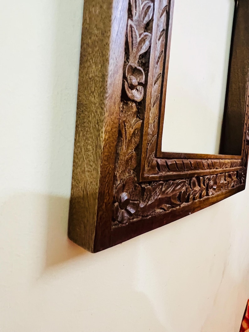 Hand-carved Wooden Wall Panel | Arch Frame Floral Carving | Boho Wall ...