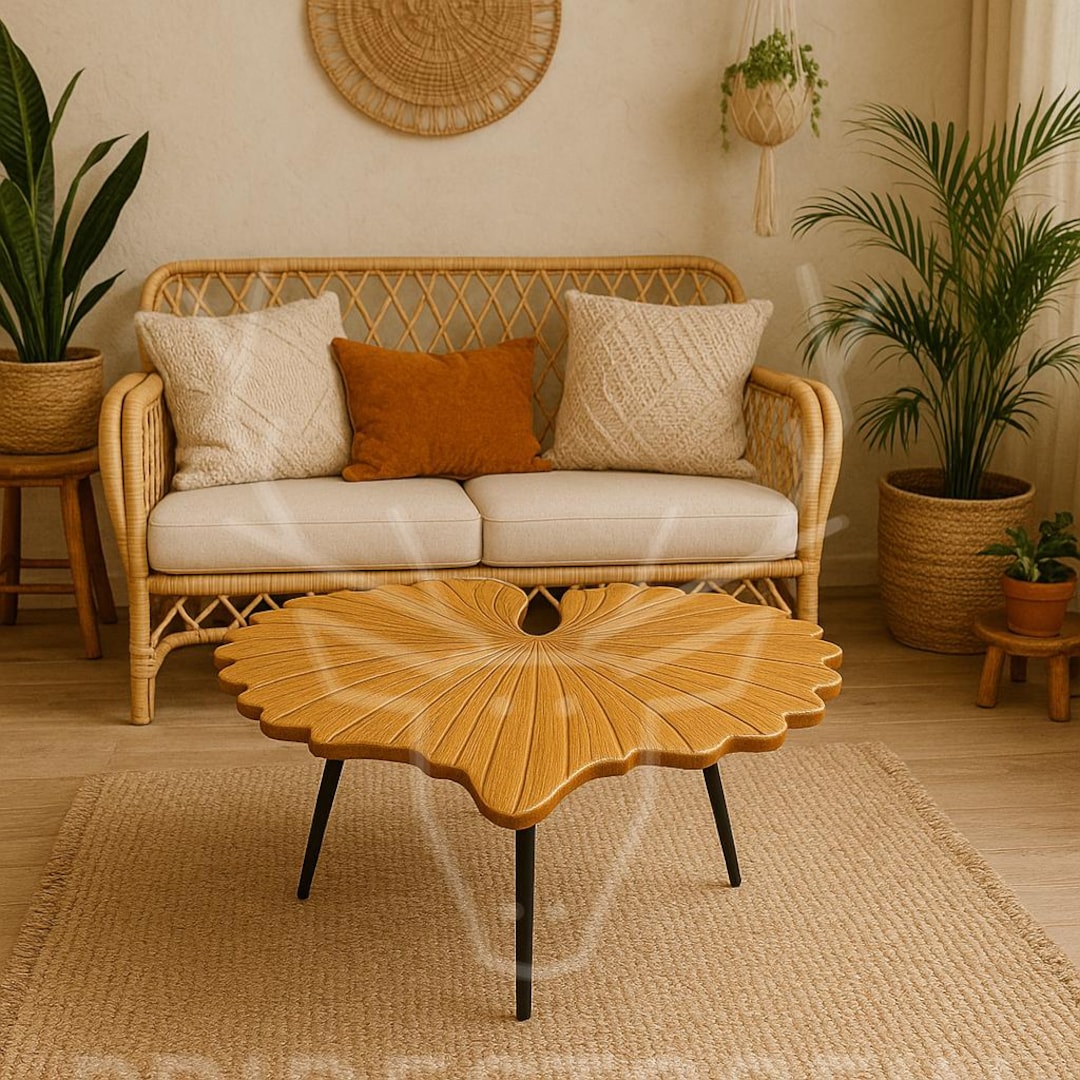 Wooden Table – Handmade Design Bodhi Leaf Shape Table | Modern Plant ...