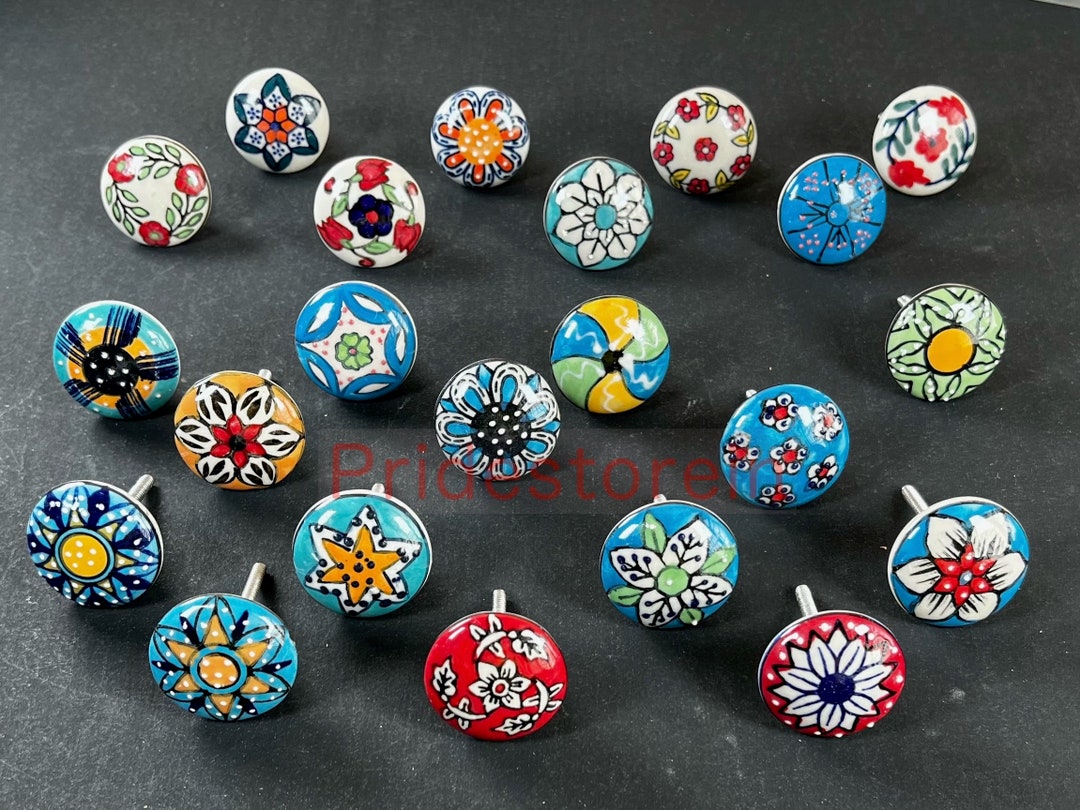 Cabinet Ceramic Knobs Assorted | Flower Designs| Drawer Closet Dresser ...
