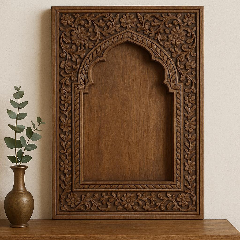 Hand-carved Wooden Wall Panel | Arch Frame Floral Carving | Boho Wall ...