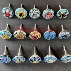 Assorted Cabinet Ceramic Knobs | Colorful Knobs | Drawer Closet Dresser Wardrobe Furniture Door ...