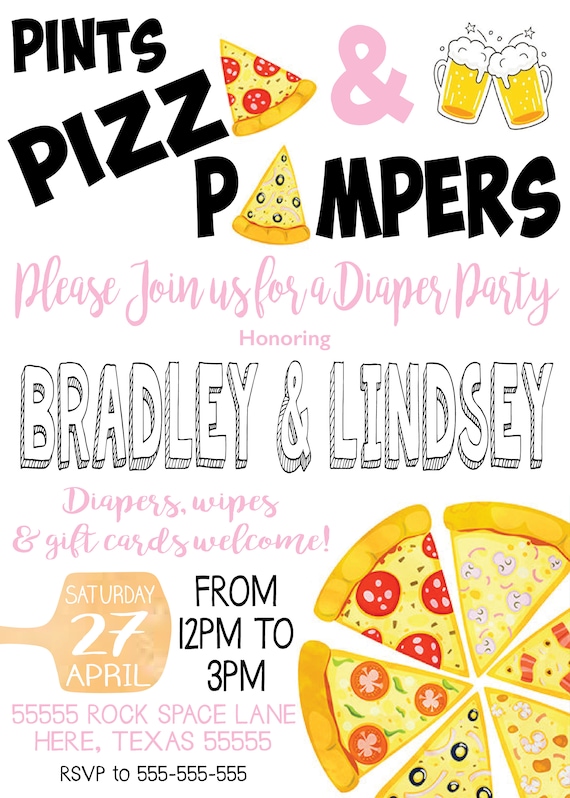 Pints Pizza and Pampers Baby Shower Invitation | Etsy