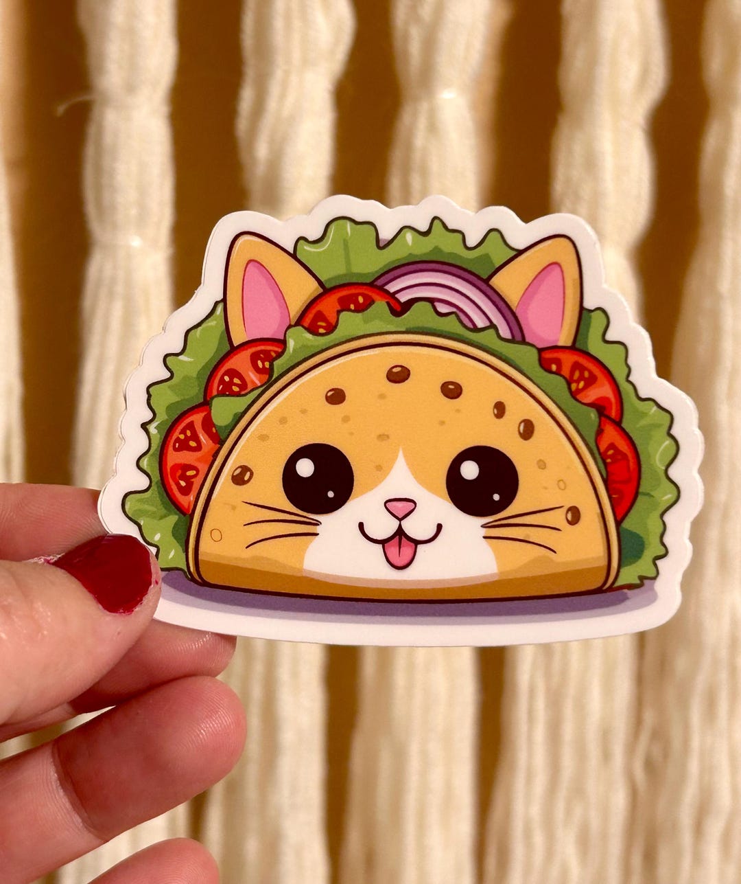 Taco Cat Sticker, Waterproof Vinyl Sticker, Cat Lover Gift, Kawaii Cat ...