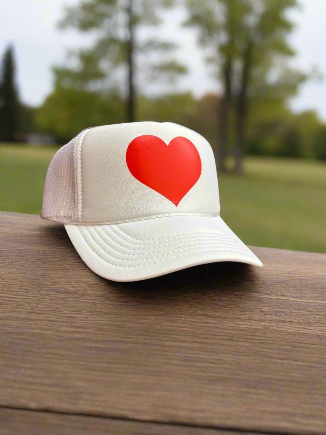 Red Heart Adjustable Mesh Trucker Hat, Love Hat, Valentines Hat ...