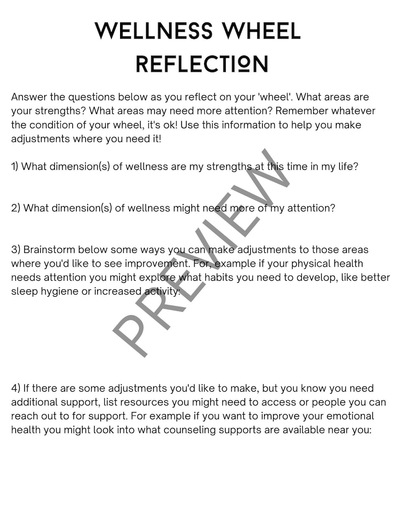 Wellness Wheel School Counseling Activity - Etsy