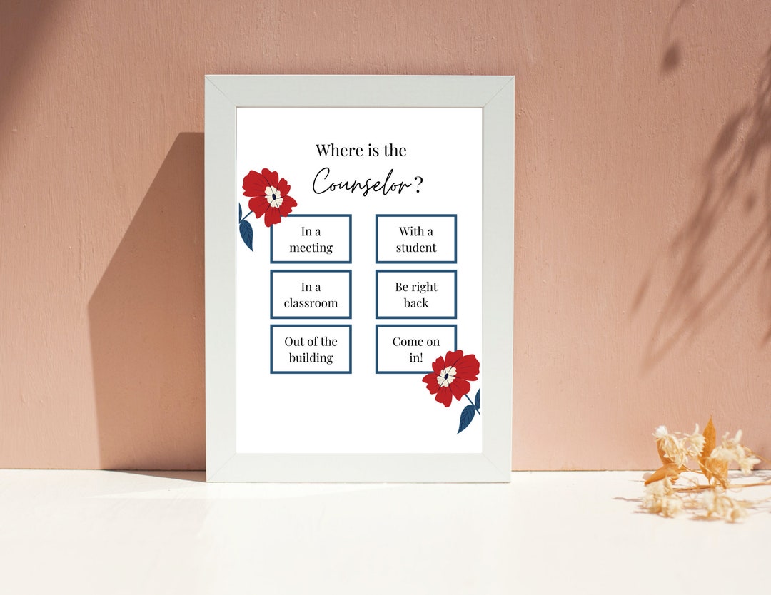 School Counselor Office Sign Decor Floral Plus Free Confidentiality ...