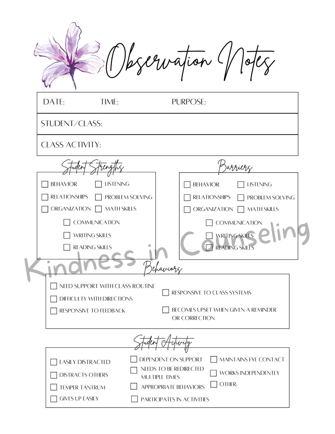 School Counselor Documentation Pack - Etsy