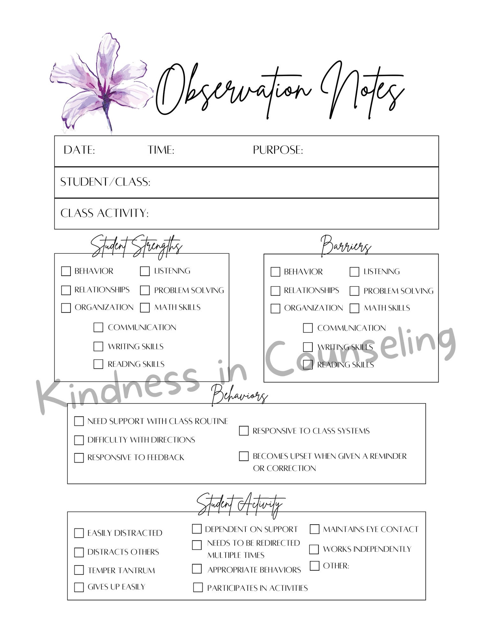 School Counselor Documentation Pack - Etsy