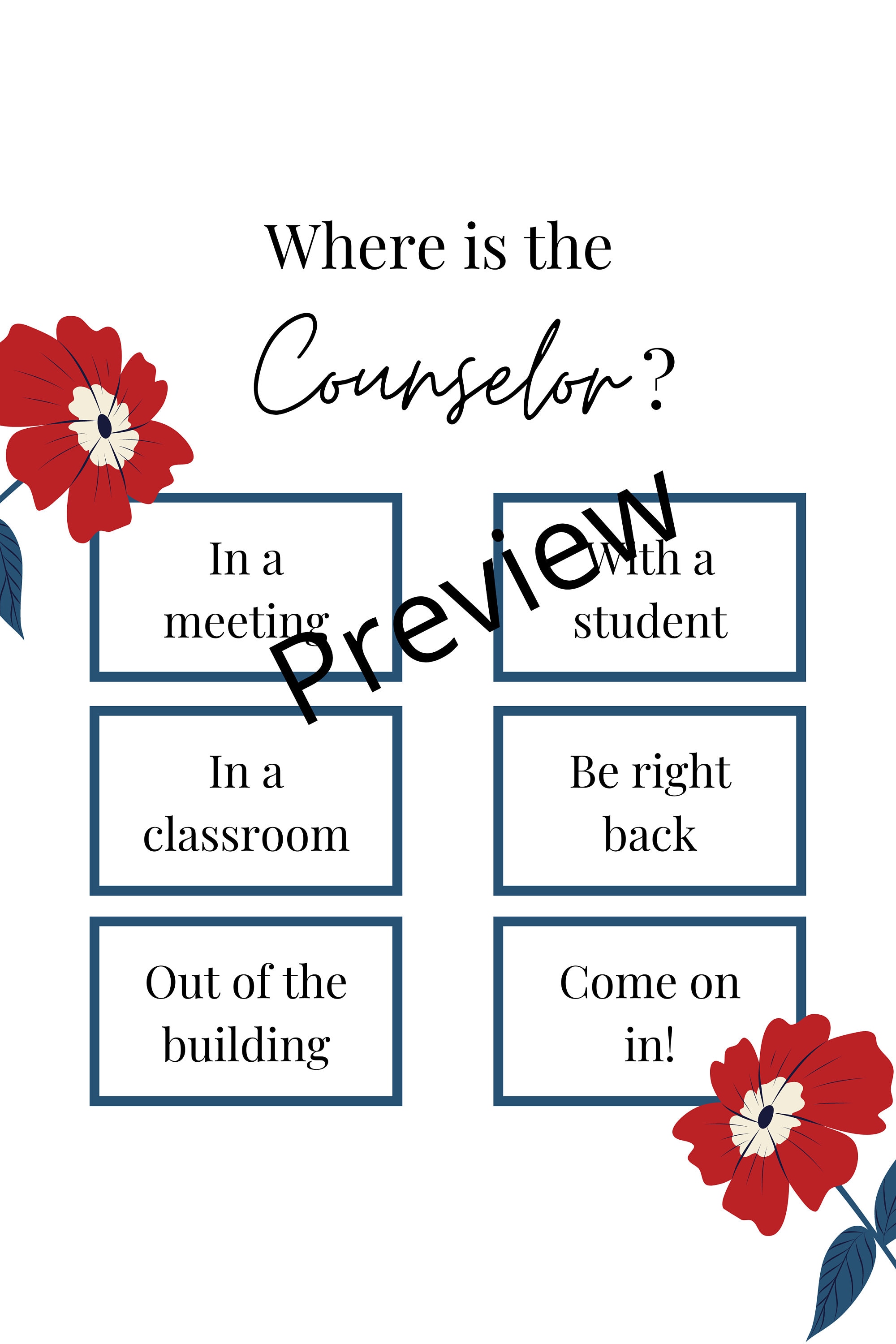 School Counselor Office Sign Decor Floral Plus Free Confidentiality ...