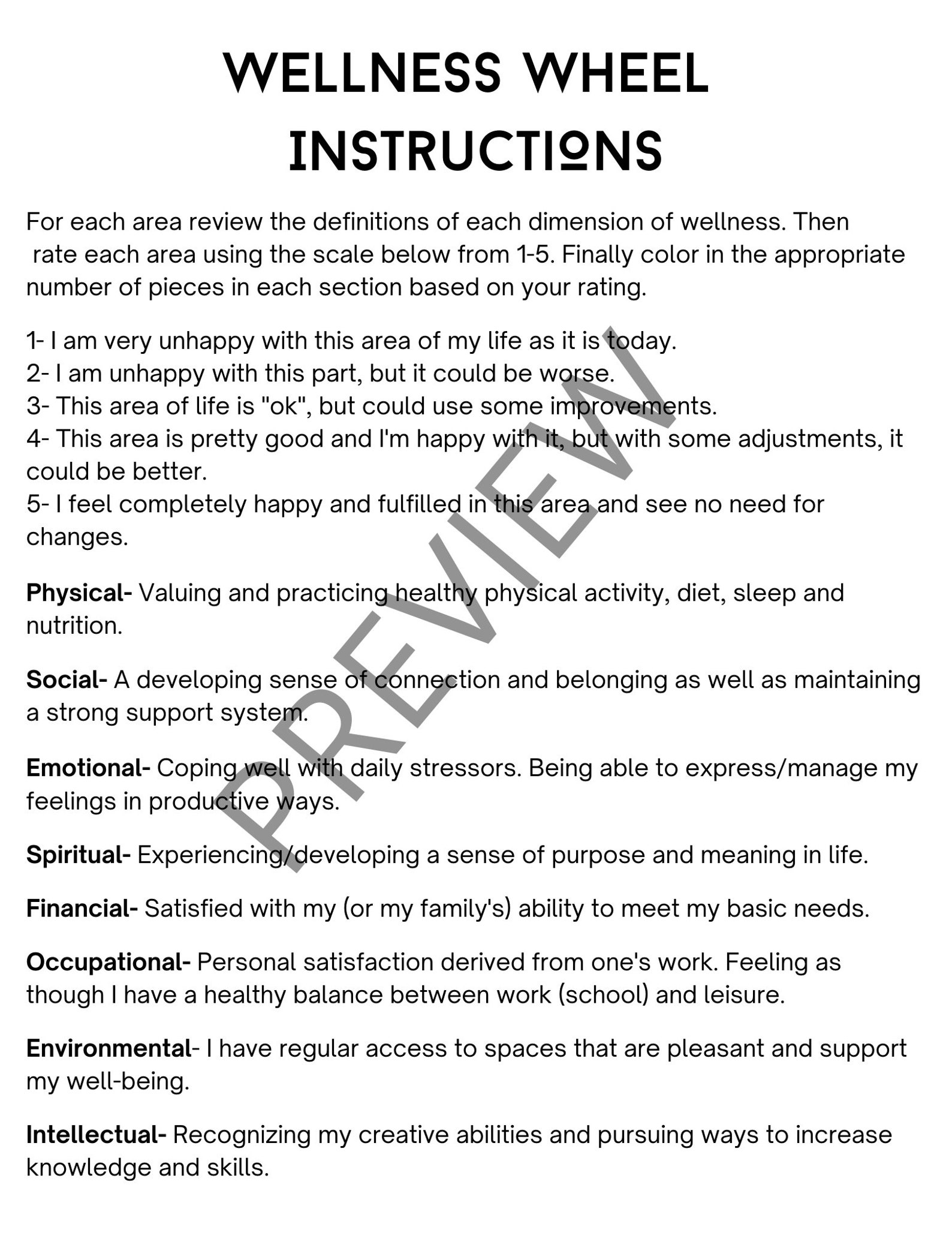 Wellness Wheel School Counseling Activity - Etsy