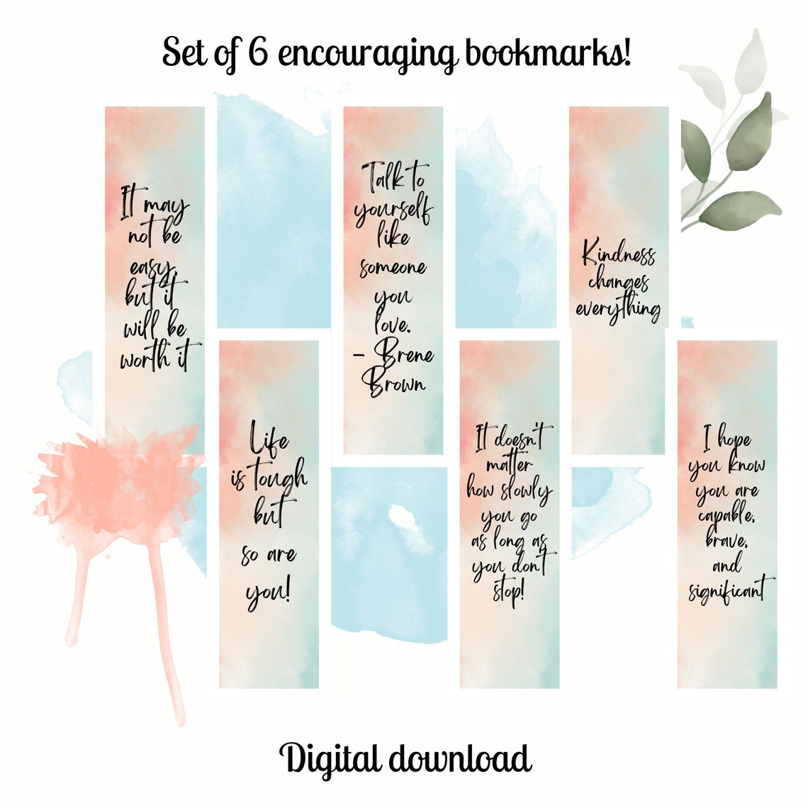 Encouraging Bookmark Set 1 Student or Staff Gifts, Classroom Resource ...