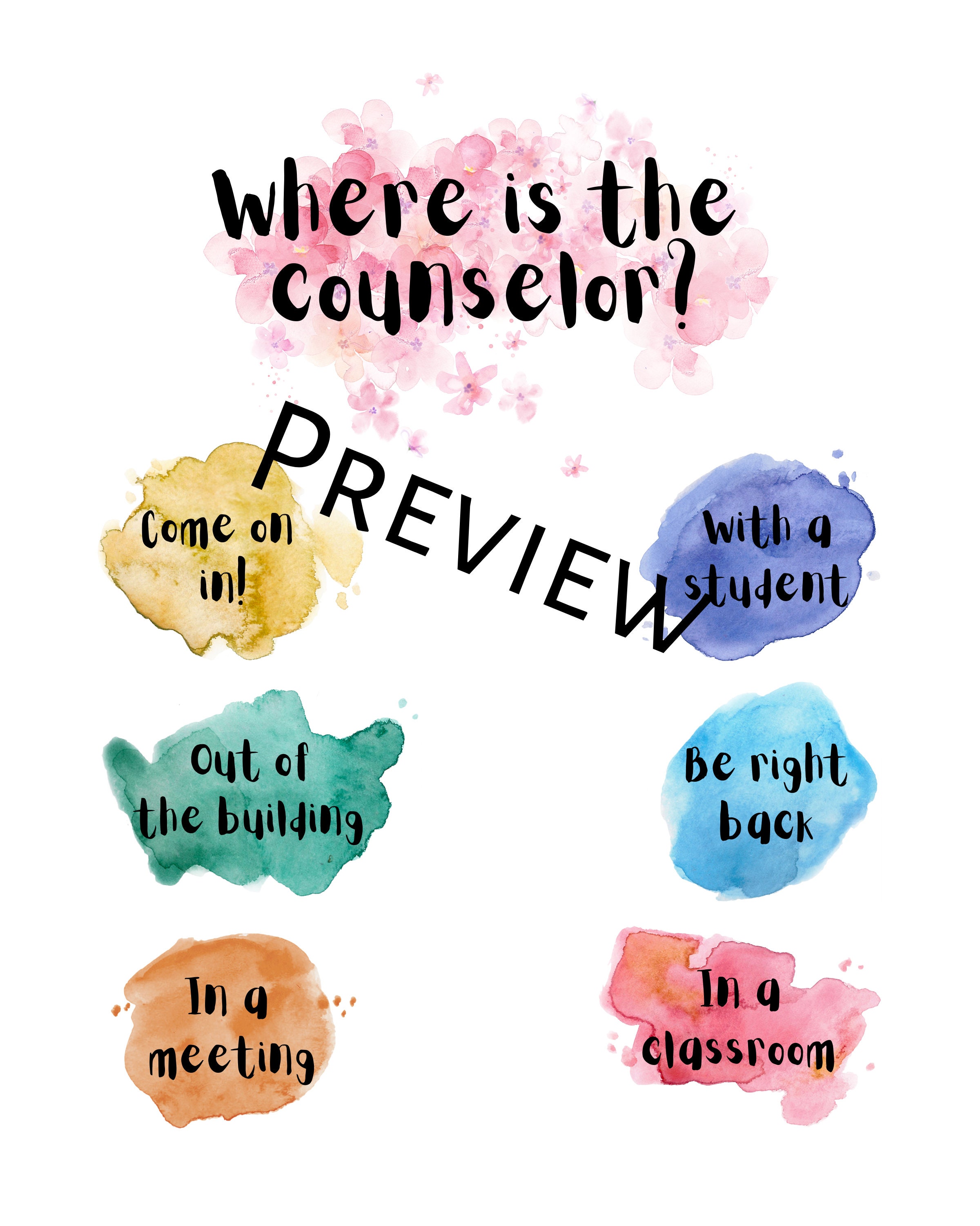 School Counselor Office Sign Decor Watercolor - Etsy