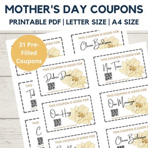 Mother's Day Coupon Book Printable Mother's Day Gift Coupon Book for ...