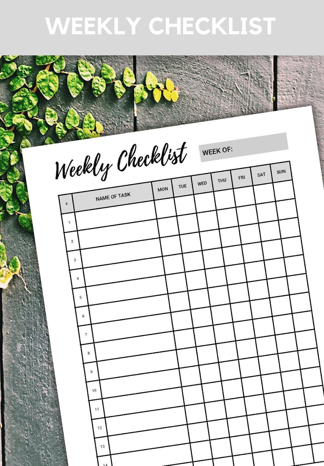 Weekly Checklist Printable, to Do List Template, Planner Inserts, 8.5 ...