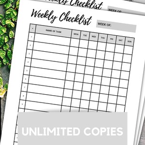 Weekly Checklist Printable, to Do List Template, Planner Inserts, 8.5 ...