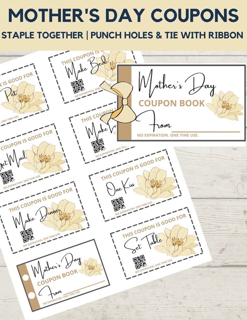 Mother's Day Coupon Book Printable Mother's Day Gift Coupon Book for ...