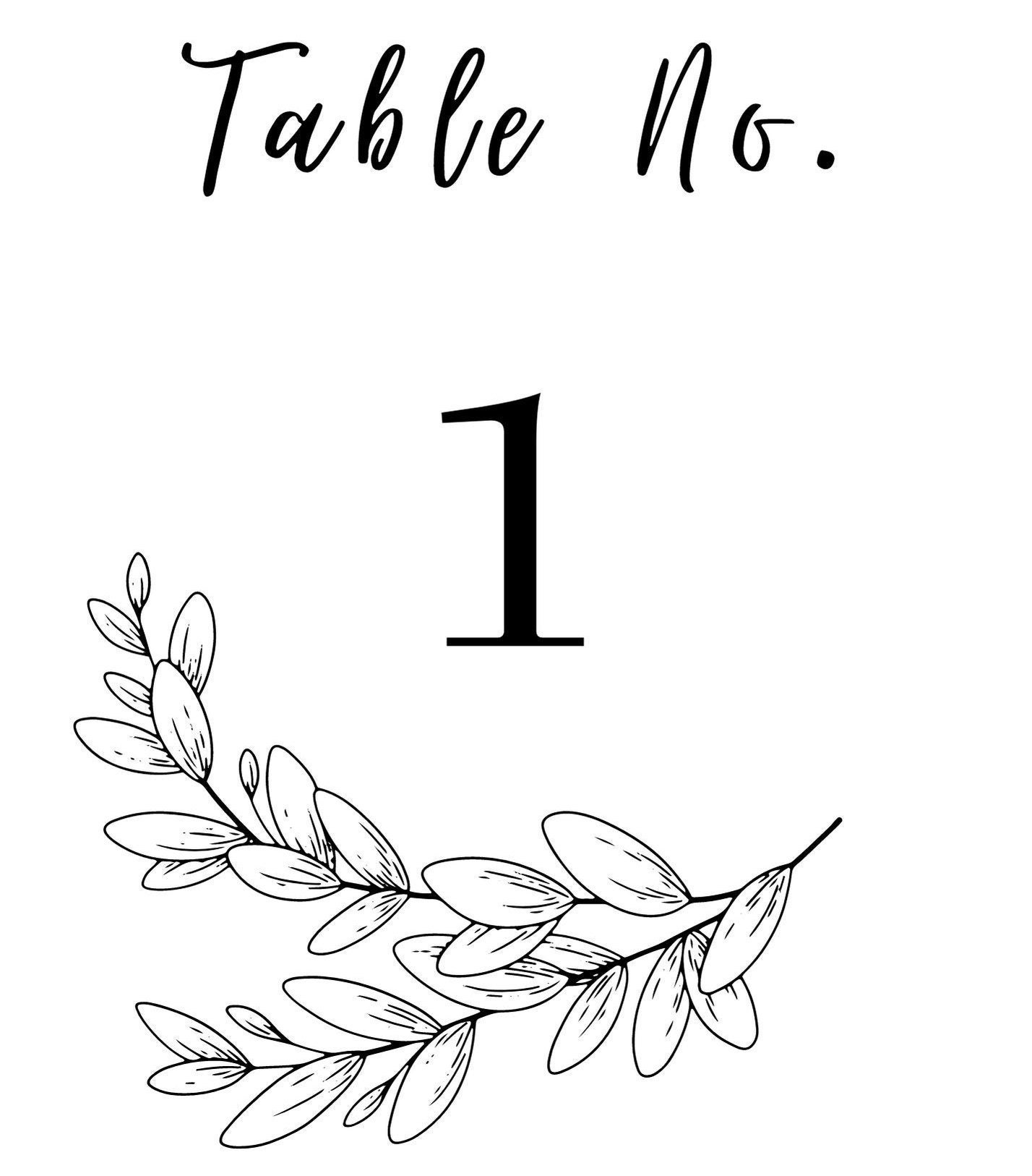 Table Numbers Black And White Clipart