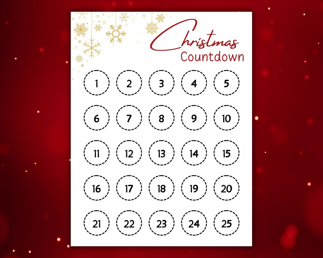 Simple Christmas Countdown Calendar Printable - Etsy