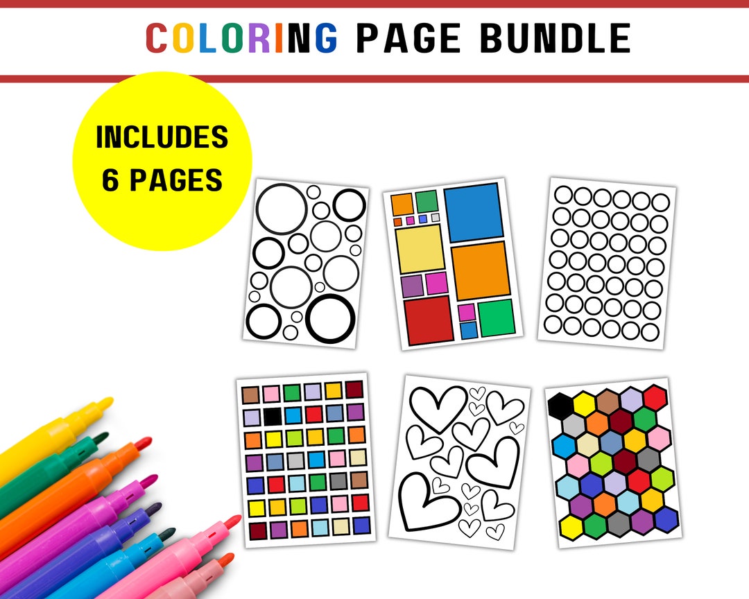 Easy Coloring Page Bundle, Simple Coloring Page, Bold Easy Coloring ...