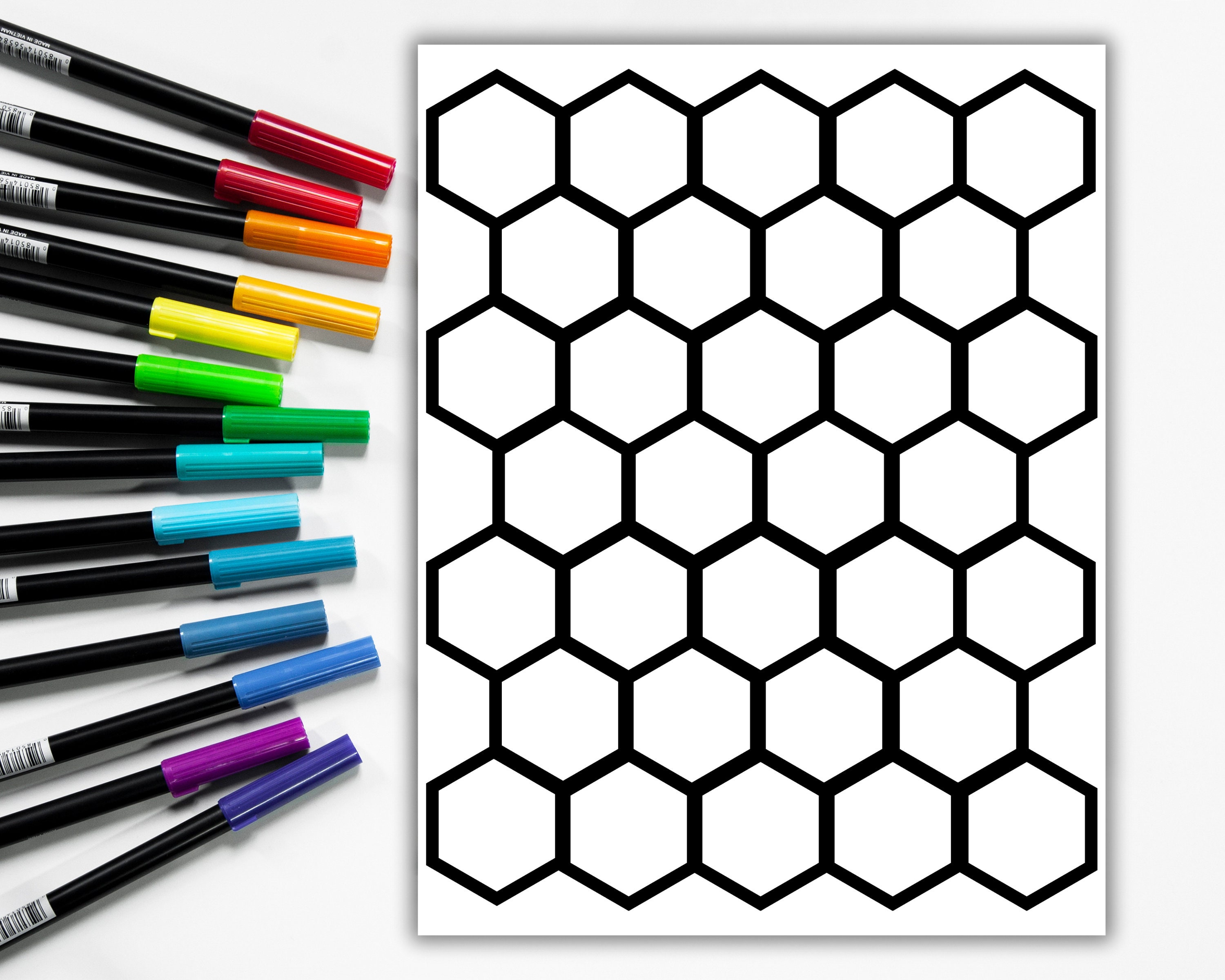 Hexagon Coloring Page, Simple Coloring Page, Easy Coloring Page for ...