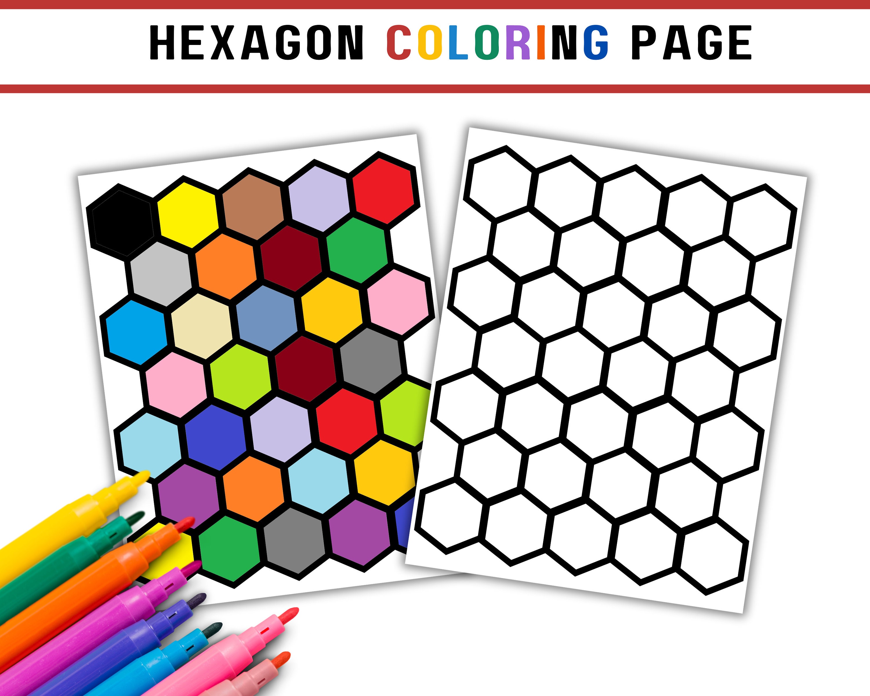 Hexagon Coloring Page, Simple Coloring Page, Easy Coloring Page for ...