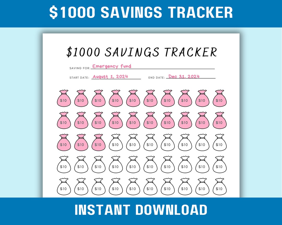 1000 Dollar Savings Challenge, Money Savings Challenge, Saving Tracker ...