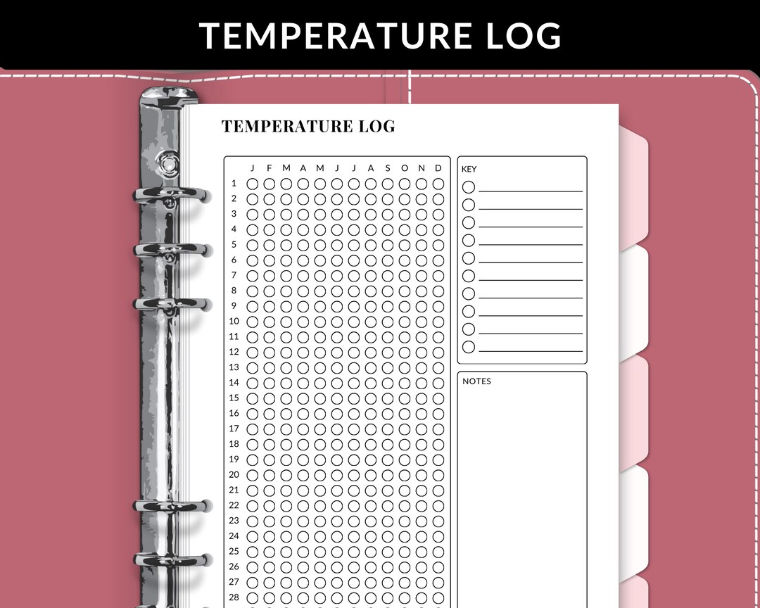 Temperature Log Printable, A5 Journal Page for Bullet Journal, 12 Month ...