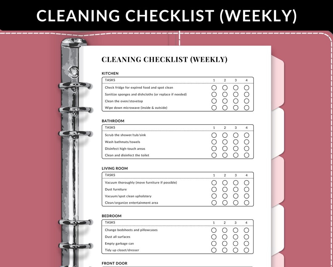 Weekly Cleaning Checklist, A5 Printable Cleaning Planner, Cleaning ...