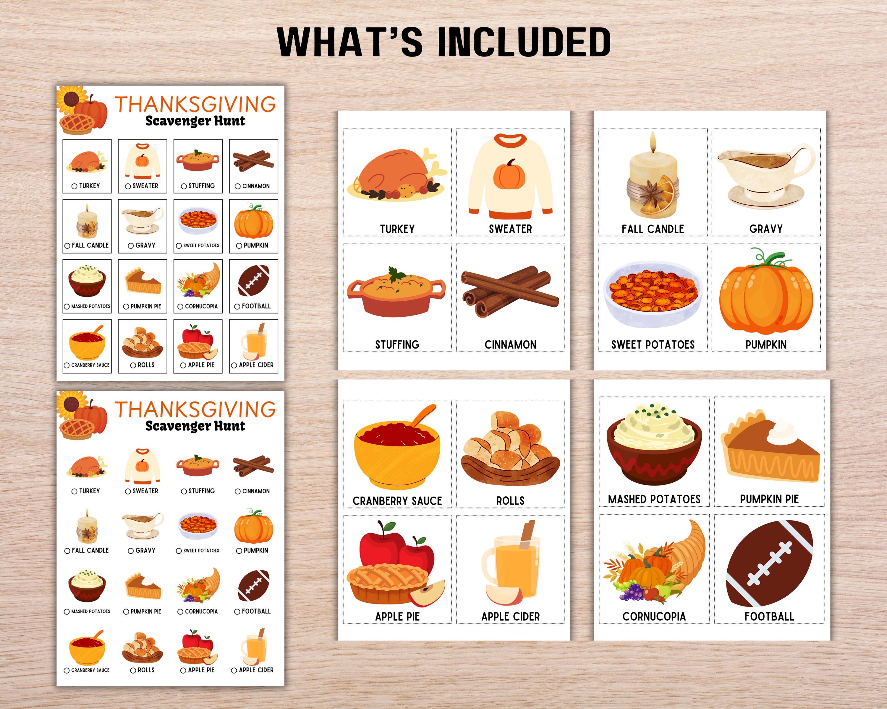 Thanksgiving Scavenger Hunt With Cards, Fall Scavenger Hunt Activity ...