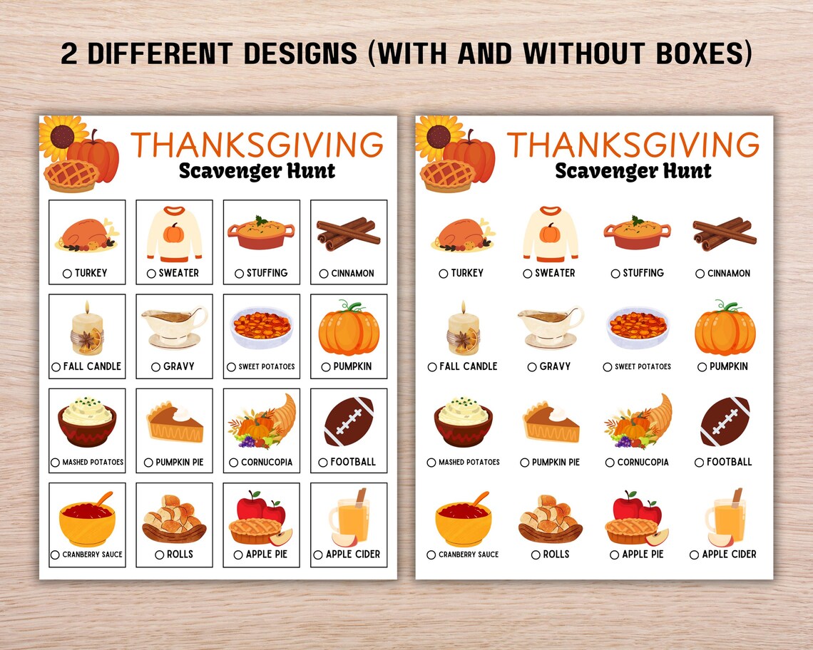 Thanksgiving Scavenger Hunt With Cards, Fall Scavenger Hunt Activity ...