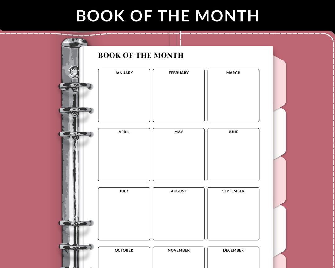 Book of the Month Journal Page, Printable Reading Journal, A5 Journal ...