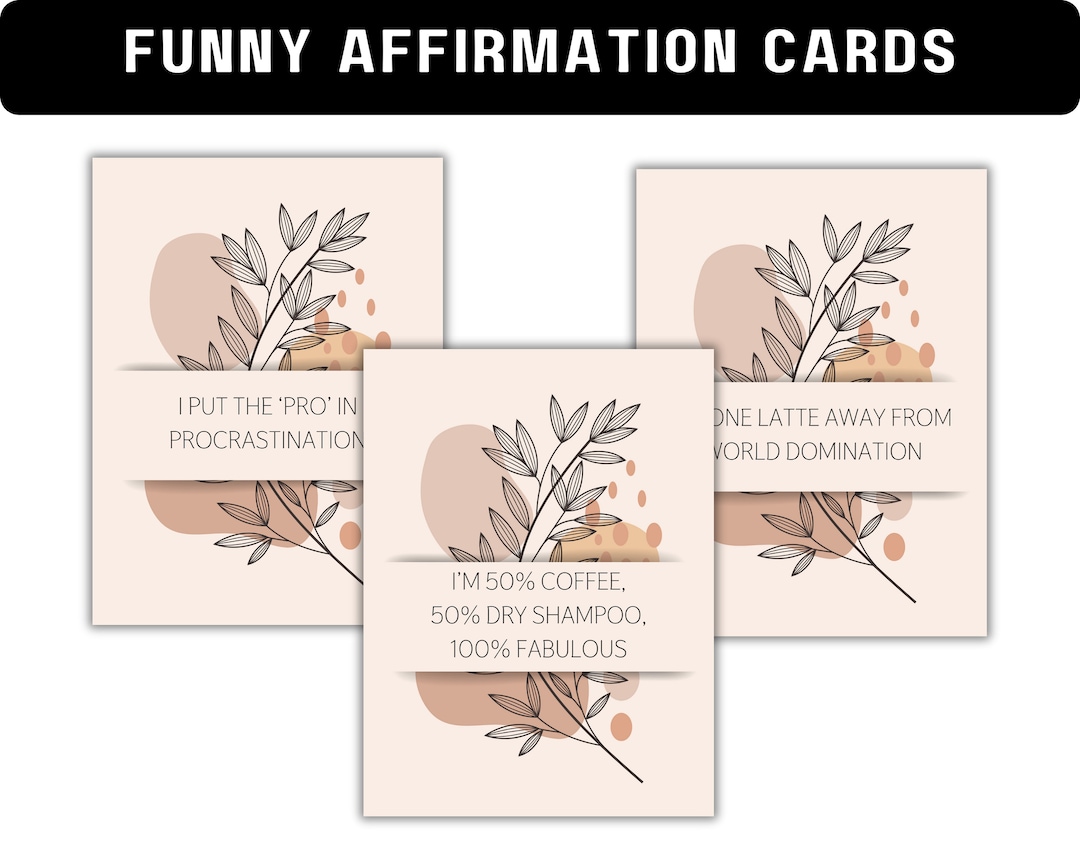 Funny Affirmation Cards, Daily Affirmation, Confidence Boost, Positive ...
