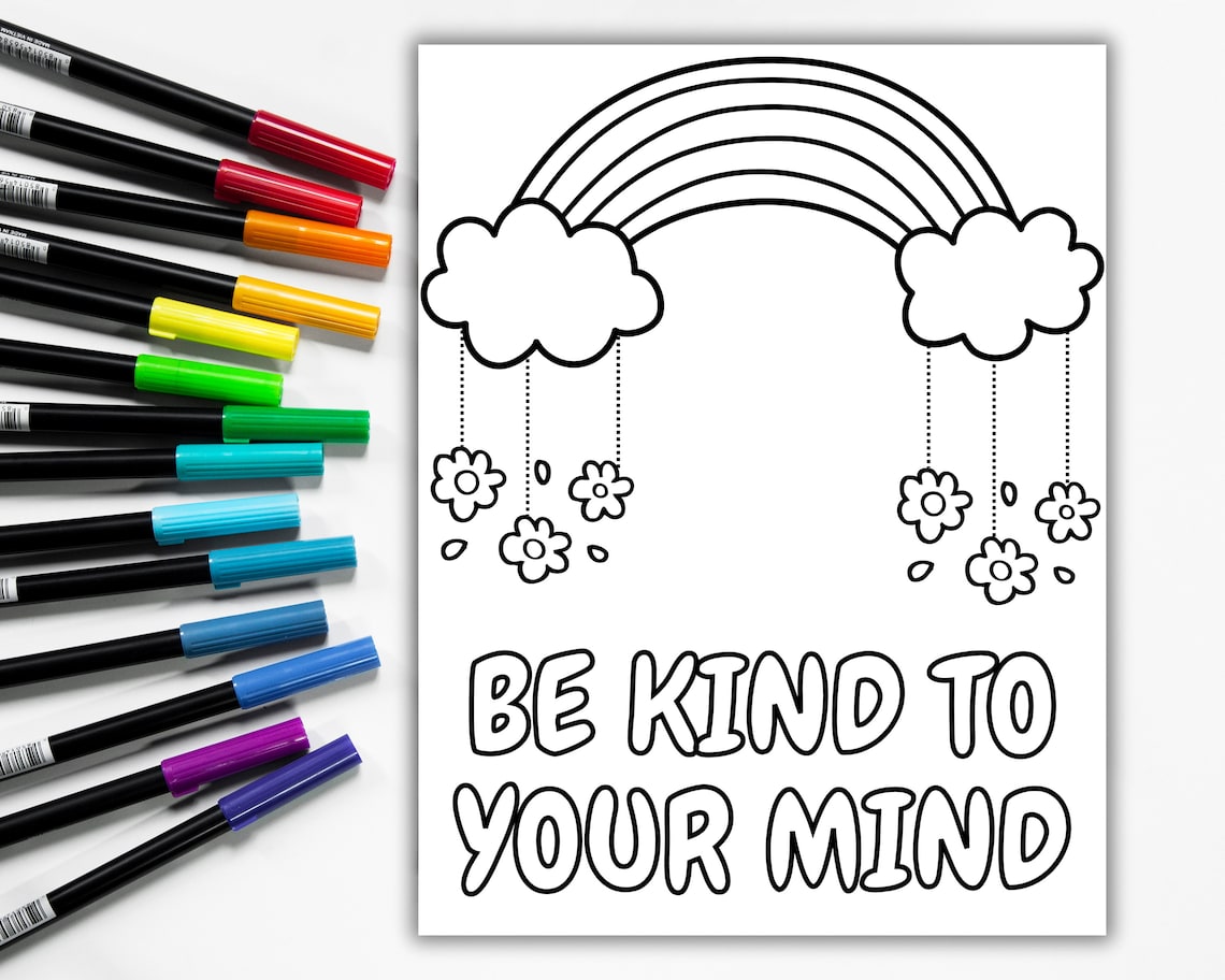 Mental Health Coloring Page Printable, Relaxing Easy Coloring Page ...