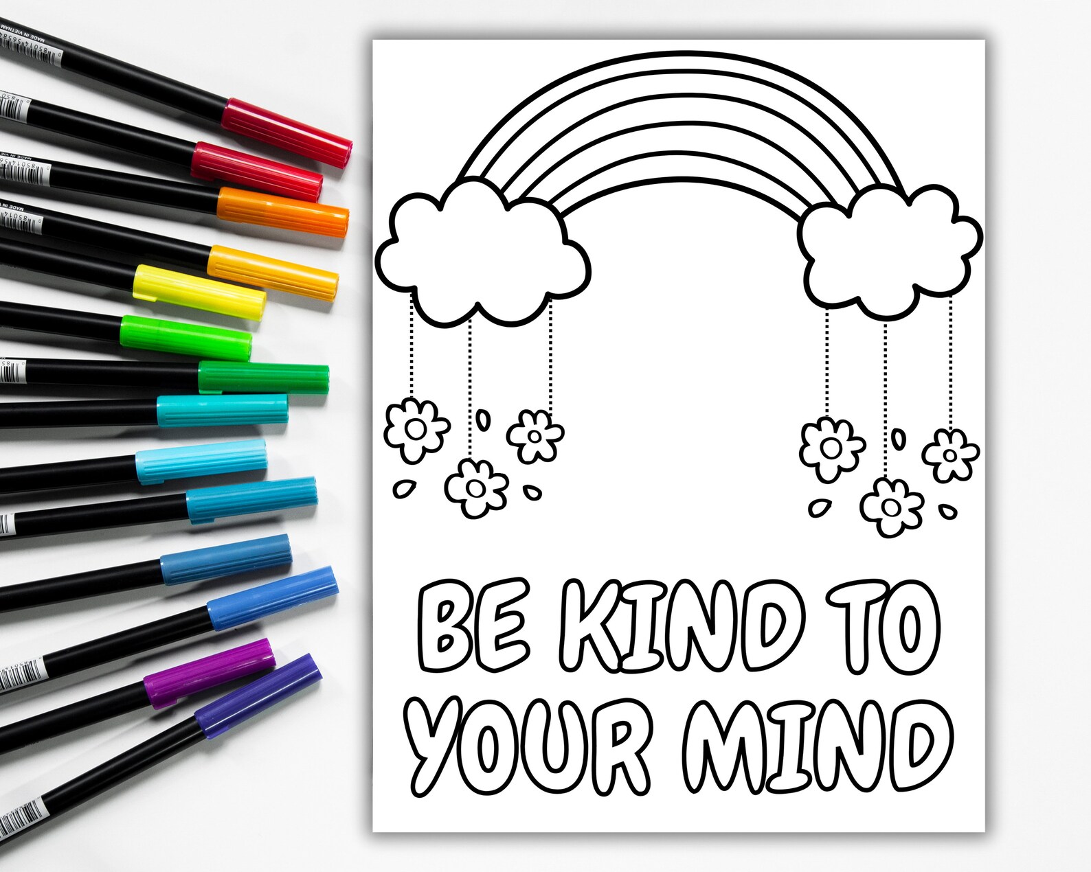 Mental Health Coloring Page Printable, Relaxing Easy Coloring Page ...