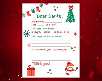 Printable Letter to Santa, Christmas Activity, Dear Santa Letter ...