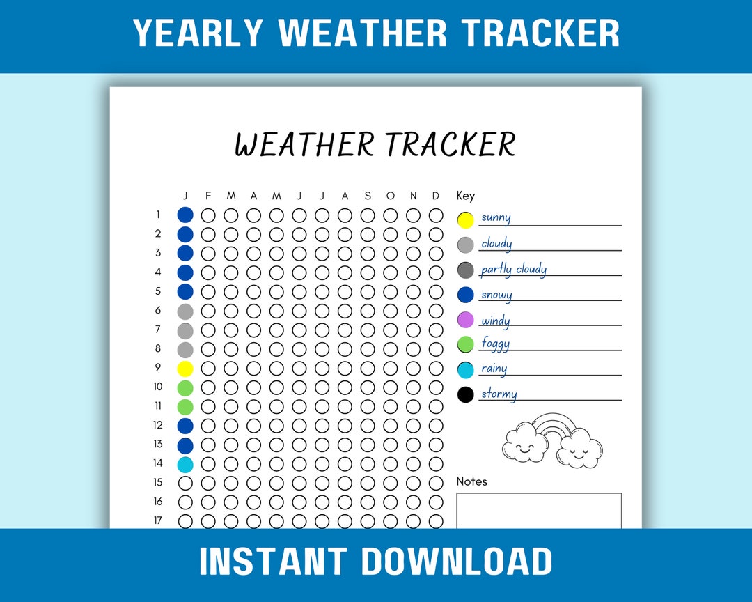 Yearly Weather Tracker, Printable Weather Tracker for Bullet Journal ...