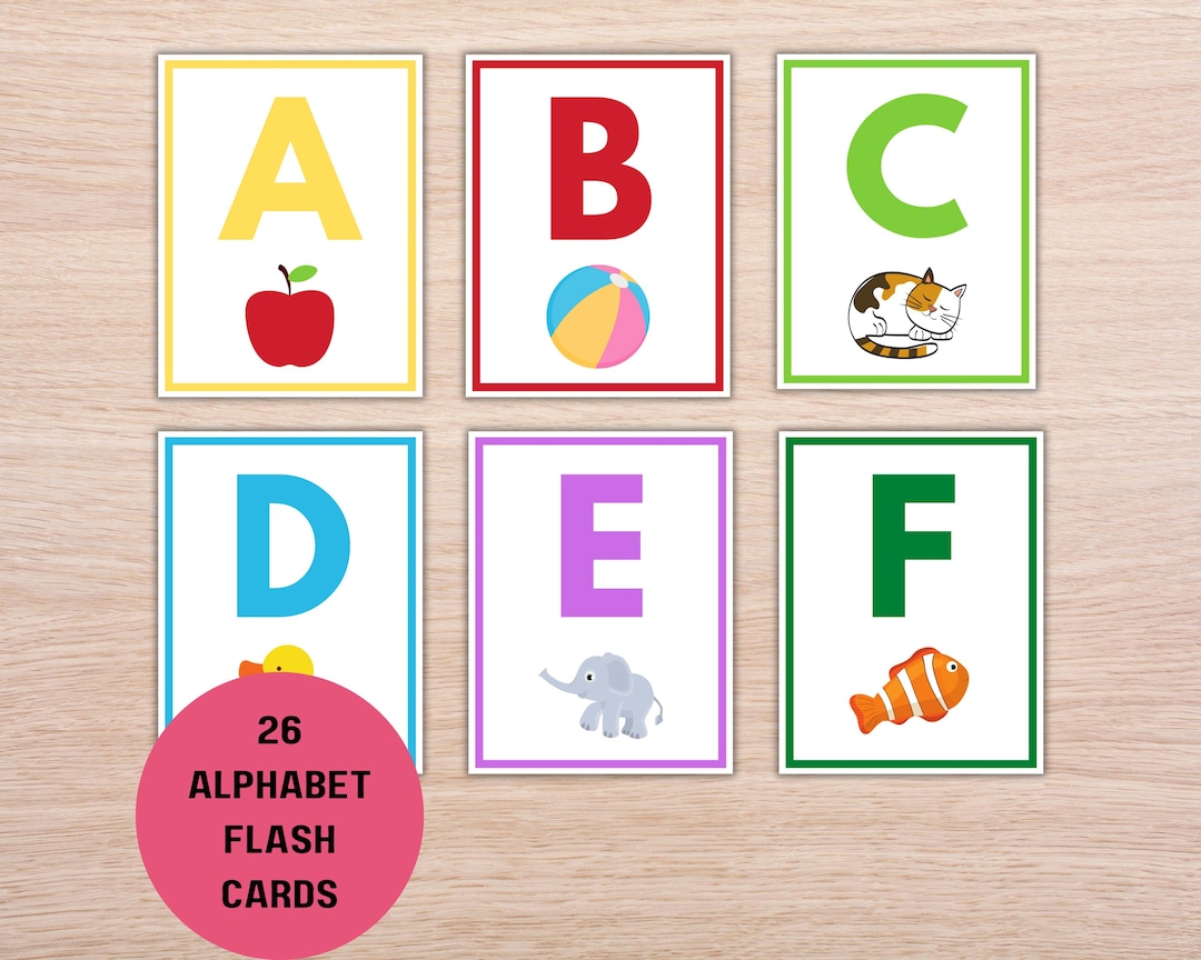 ABC Flashcards Colorful, Alphabet Flashcards, Educational Cards ...