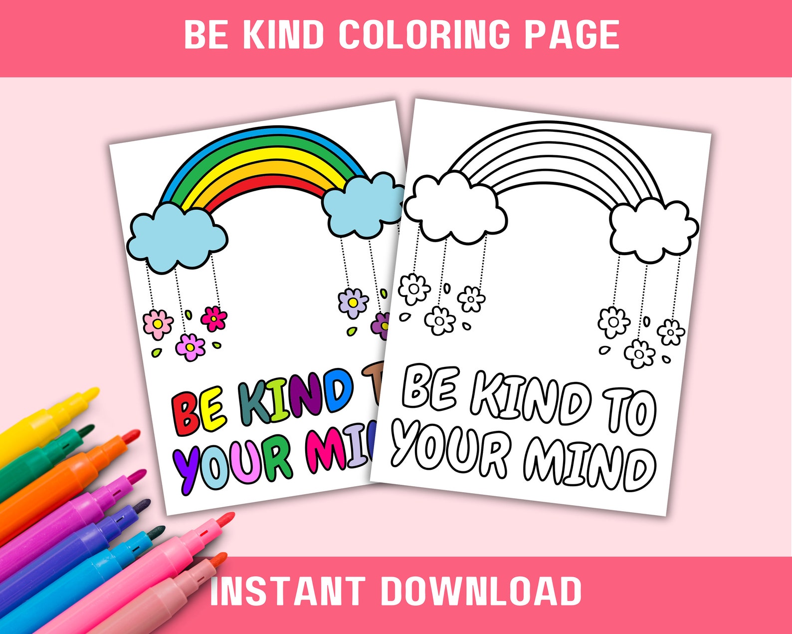 Mental Health Coloring Page Printable, Relaxing Easy Coloring Page ...